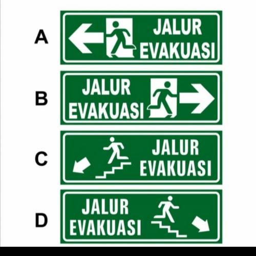 Jual Stiker Sign 10x30. JALUR EVAKUASI KANAN KIRI TANGGA DARURAT. RAMBU ...