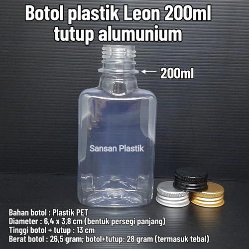 Jual Botol plastik 200ml Tutup Alumunium/ Botol leon 200 ml tutup ...