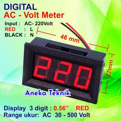 Jual Voltmeter Digital AC 220V 30V - 500V 0,56 INCH 2 Kabel - Merah ...