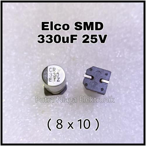 Jual Elco SMD 330uF 25V Alumunium 330 uF 25Volt Aluminum Kapasitor 8x10 ...