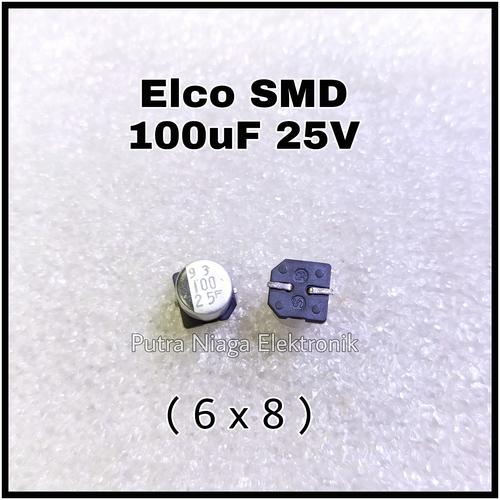 Jual Elco SMD 100uF 25V Alumunium 100 uF 25Volt Aluminum Kapasitor 6x8 ...