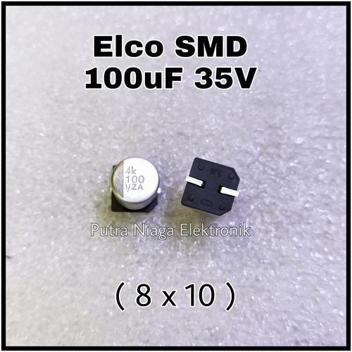 Jual Elco SMD 100uF 35V Alumunium 100 uF 35Volt Aluminum Kapasitor 8x10 ...