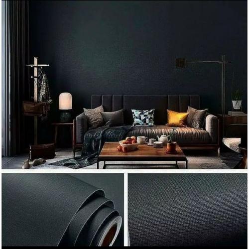 Jual Murah Wallpaper stiker dinding motip hitam polos dan serat kayu ...