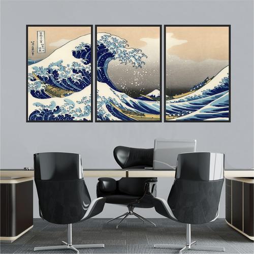 Jual Poster Canvas Kayu "The Great Wave Off Kanagawa 3 Set" Multipanel ...