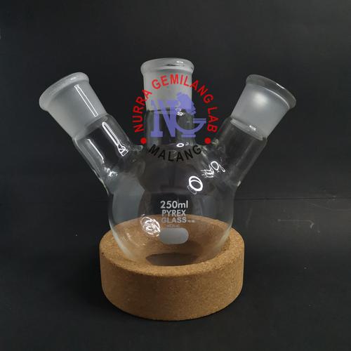 Jual Labu Leher Tiga / Boiling Flask Leher 3 Three Neck Pyrex 250ml ...