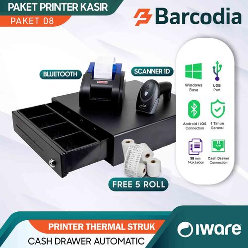 Promo PAKET KASIR ANDROID BLUETOOTH (CASH DRAWER+PRINTER+SCANNER+KERTAS ...