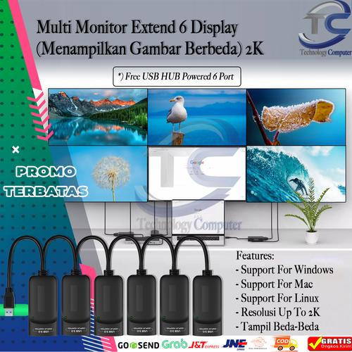 Jual Multiple Monitor Extend Display 1 PC Untuk 6 TV (Tampil Beda Beda ...