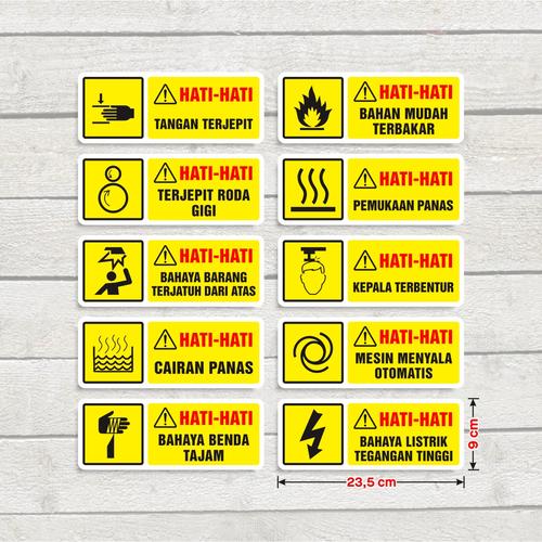 Jual Sticker K3 Keselamatan & Kesehatan Kerja Stiker Hati-hati 23,5 x 9 ...