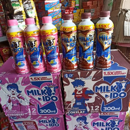 Jual Minuman Botol Susu Segar Uht Milkido Rasa Cokelat Stroberi 300 Ml ...