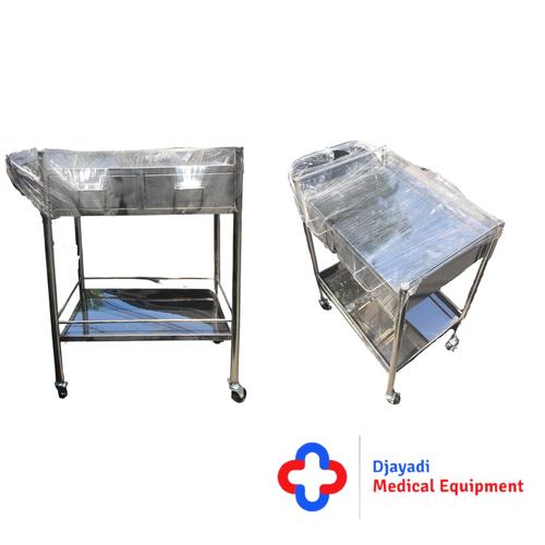 Jual Meja Troli Instrumen/Instrument Trolley 2 Rak + 2 Laci Stainless ...