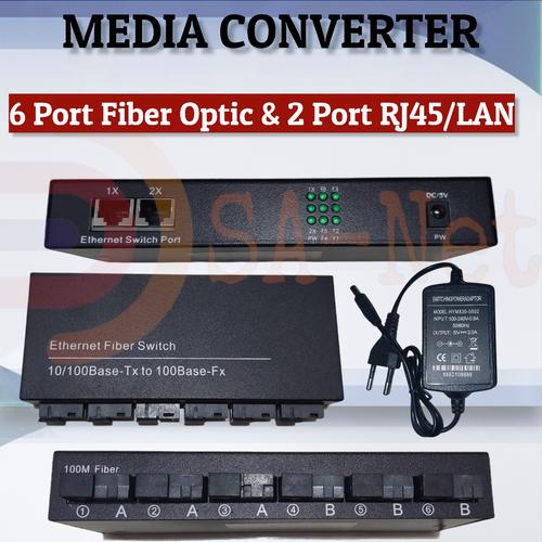 Jual Fiber Ethernet Switch Media Converter 6 SC 2 RJ45 6 SC 2 LAN ...