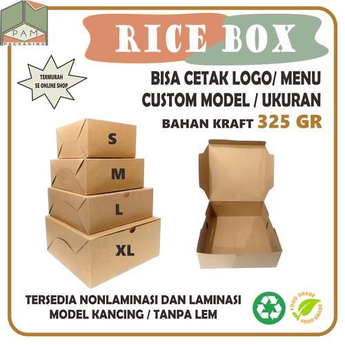 Jual PAPER RICE BOX/KOTAK NASI MAKANAN TAKEAWAY BAHAN KRAFT 325 GR ...