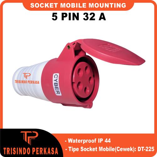 Jual Mobile Mounting Industrial Socket 5P / 5 Pin 32A 225 IP44 5 Kaki ...