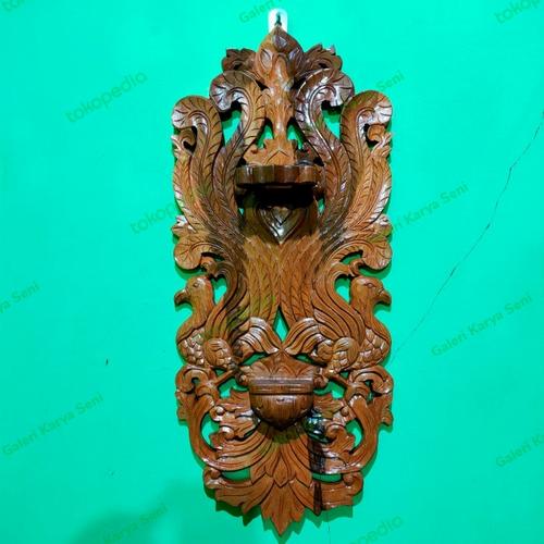 Jual Blawong Keris Ukiran Burung Merak Kayu Jati Finishing Coklat Muda ...