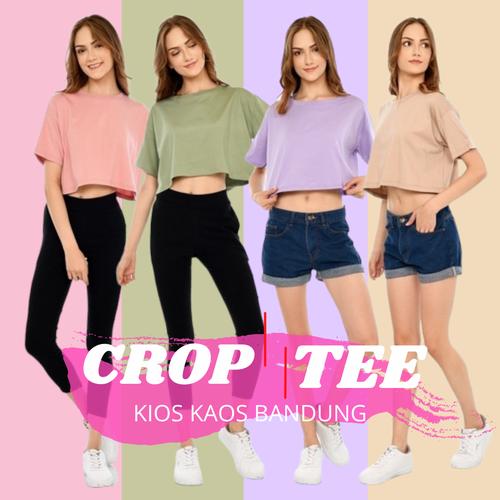 Jual KAOS WANITA CROP TOP POLOS OVERSIZE COTTON COMBED 24s CROP TEE POLOS - Red guava, M - Kota ...