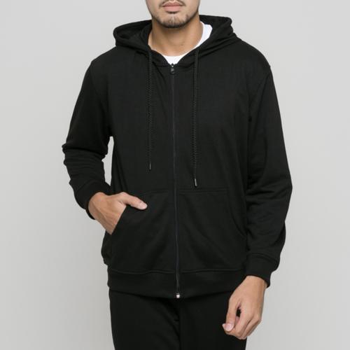 Jual Sweater Hoodie Zipper Black Polos Jaket Hodie Hitam Basic M - XXL ...
