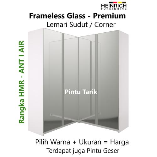 Jual Neo Wardrobe Corner Swing Frameless Glass Lemari Pakaian Kaca ...
