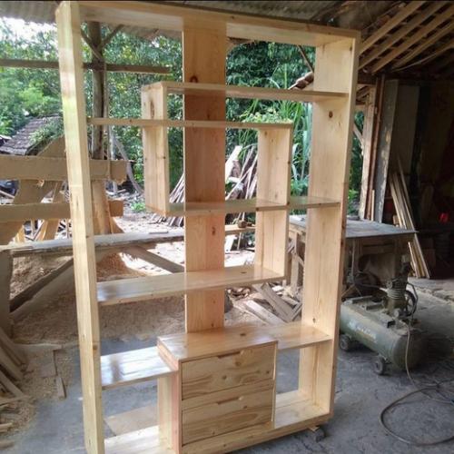 Jual partisi minimalis / penyekat ruangan kayu jati Belanda / rak ...