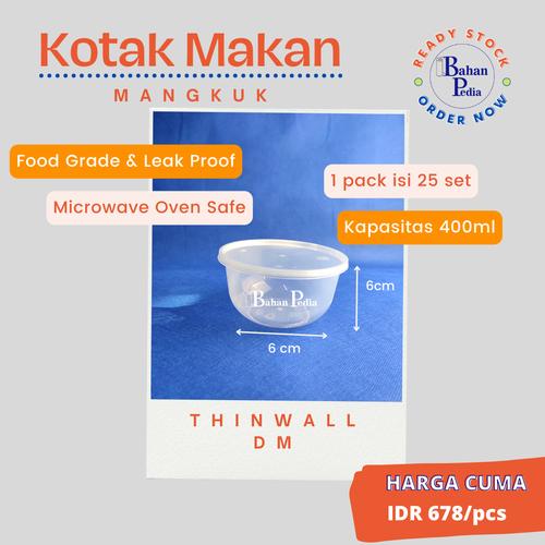 Jual [Pack 25set] Kotak Plastik Food Container Mangkuk 400ml Thinwall ...