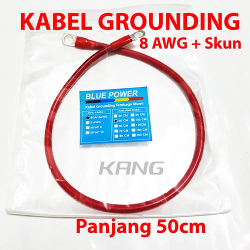 Jual [50cm] Kabel 8 AWG Plus Skun Kabel Massa Kabel Grounding BLUE ...