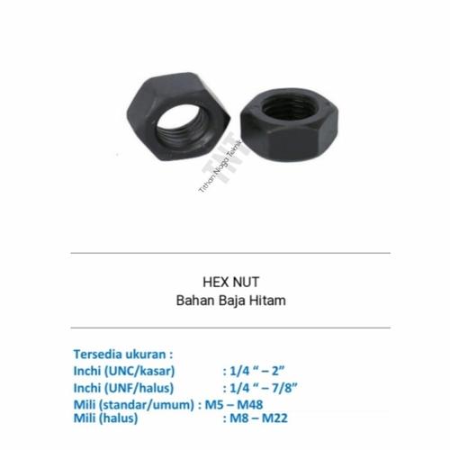 Jual Nut baja hexagonal M16 drat 2.0 kunci 24 mur hex grade 8.8 , 10.9 ...