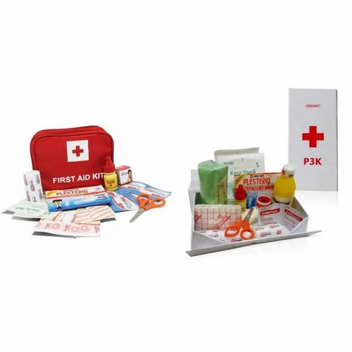 Jual kotak P3K onemed first aid kit merah kain putih box isi lengkap ...