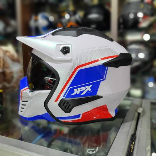 Jual HELM JPX MX 726R TRITONE MX01 WHITE BLUE RED HELM MODULAR JPX ...
