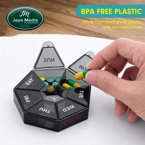 Jual Kotak Obat Pil Mini Portable Bentuk Bulat 7 Sekat Untuk Traveling ...