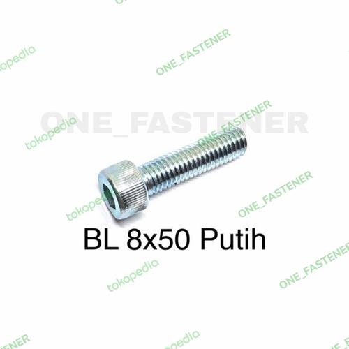 Jual Baut L M8x50 Putih L6 8mm 5cm 8x50 hex socket Heads cap screw 12 ...