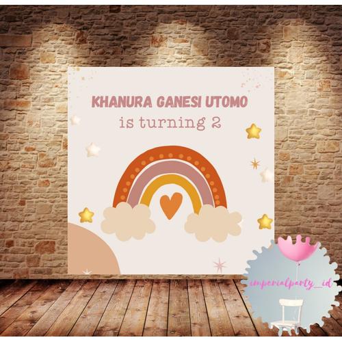 Jual Custom Backdrop Banner Spanduk Happy Birthday Boho Rainbow Pelangi ...