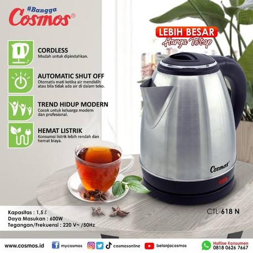 Jual ketel listrik cosmos kettle ctl 618 cetel pemanas air pemasak air ...