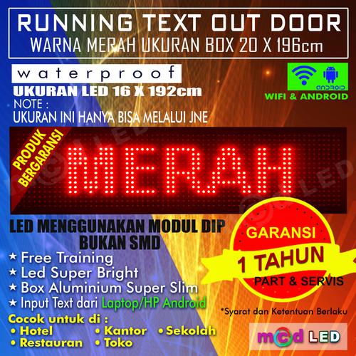 Jual LED RUNNING TEXT P10 OUTDOOR MERAH 16X192 PIXEL - Jakarta Timur ...