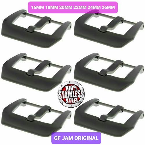 Jual BUCKLE BESI PENGAIT TALI JAM 20 22 24 26 MM HITAM BLACK STAINLESS ...