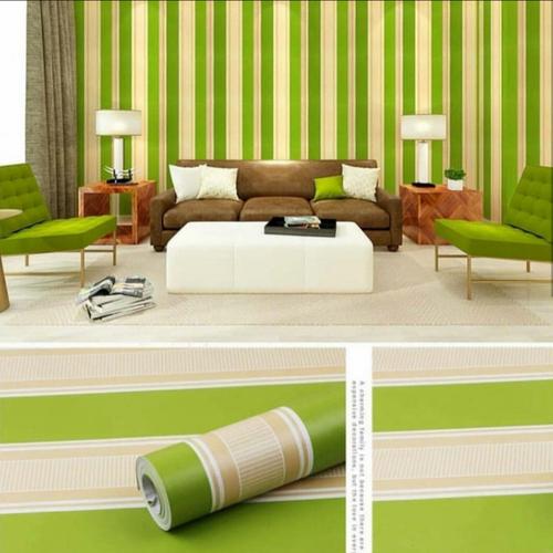 Jual Wallpaper Sticker Dinding Motif Salur Warna Hijau Cream 5m x45cm - Jakarta Utara ...