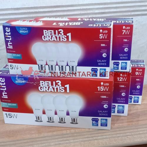 Jual Bundling Lampu LED In-lite inlite CDL 3 Gratis 1 - 5w-7w-9w-12w-15w - 7 watt - Kab ...