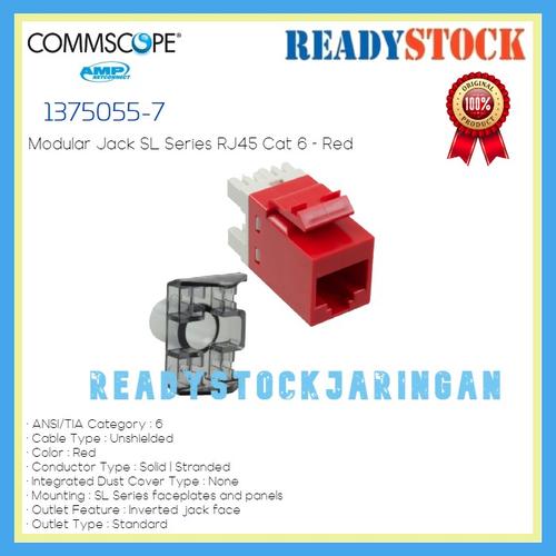 Jual AMP / COMMSCOPE 1375055-7 Modular Jack SL110 RJ45 UTP Cat 6 - RED ...