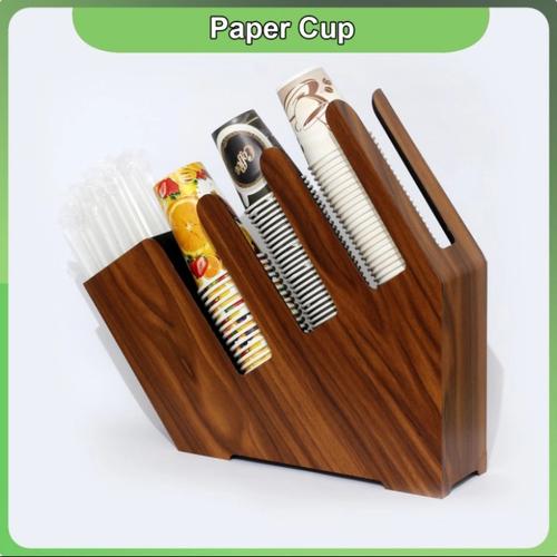 Jual Paper Cup Organizer Single Bar 3 Slot With Straw Wooden Texture ...