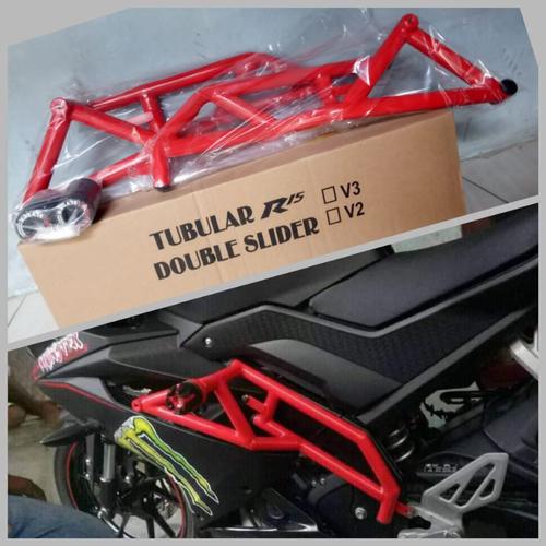 Jual crashbar yamaha r15 v3 dan r15 v4 plus jalu frame slider - Putih ...