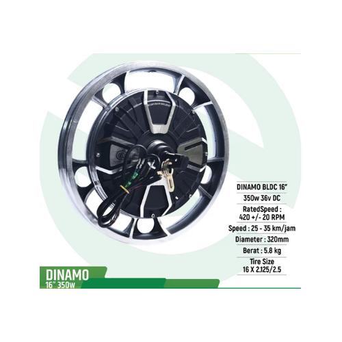 Jual Dinamo brushless bldc sepeda listrik 36V DC 350W ring 16inch motor ...