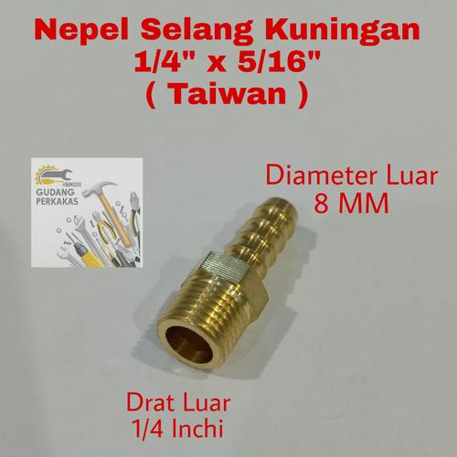 Jual Nepel Selang Kuningan 1/4x5/16 TAIWAN - Nepel Selang Drat Luar 8 ...