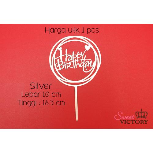Jual Cake Topper Happy Birthday HBD Model Bulat Hiasan Kue CT-HBD2 ...