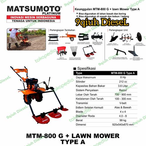 Jual Alat pemotong Rumput Traktor Tiller MATSUMOTO MTM-800G LWAN MOWER ...