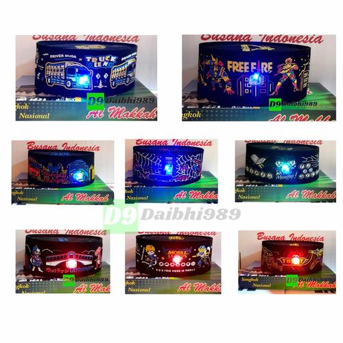 Jual peci led / peci anak led / peci anak karakter led /kopiah anak ...