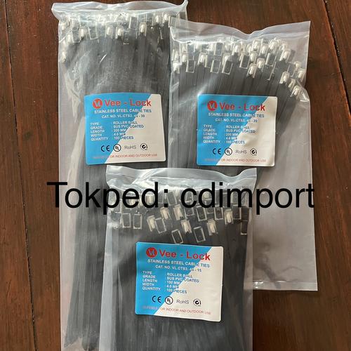 Jual Kabel Cable Ties Stainless PVC Coated Vee-Lock 4.6 x 150 200 300 ...