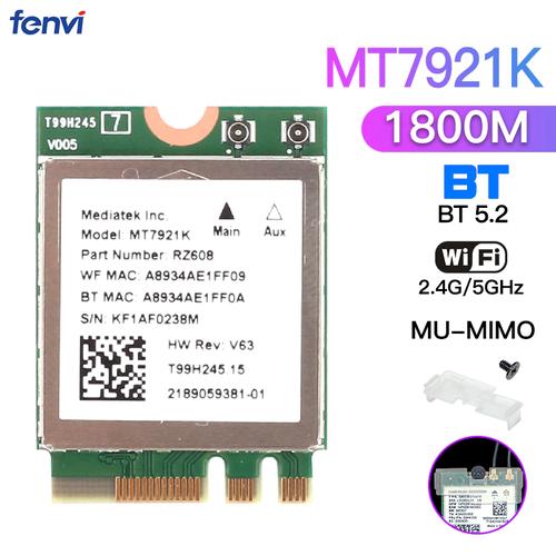 Jual Wifi 6 6E Card Wireless MT7921 AX Bluetooth 5.2 NGFF M2 2230 AC M ...
