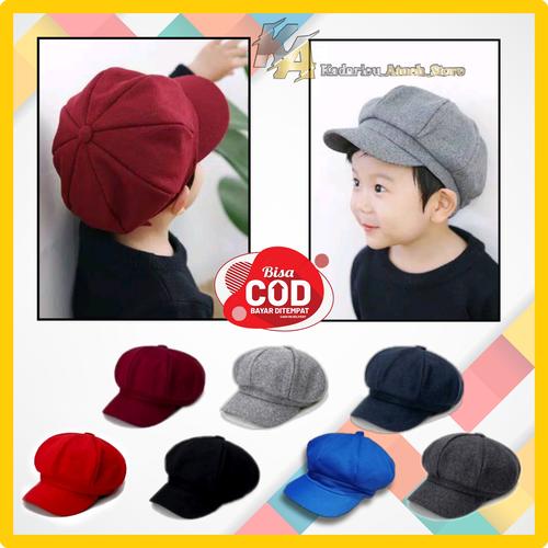 Jual topi apolo anak topi pets anak/ topi pelukis / topi keten - abu ...