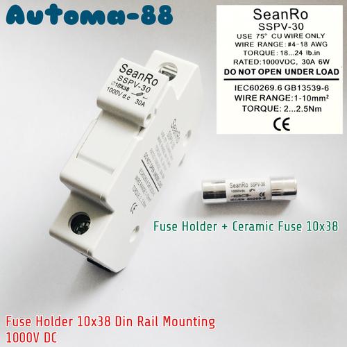 Jual PV Fuse Holder PLTS 10x38 DC 1000V 1P 2A 6A 10A 16A 25A 30A Solar ...