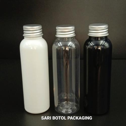 Jual BOTOL PLASTIK 100 ML/BOTOL ULIR 100 ML-TUTUP ULIR ALMUNIUM SILVER ...