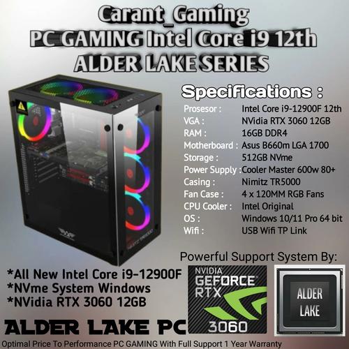 Jual PC Gaming Intel 12th | Core i9-12900F | RTX 3060 12GB | 16GB RAM ...