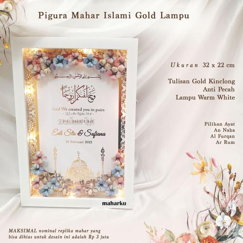 Jual Mahar UANG NIKAH Bingkai Lampu GOLD Tema Islami Ukuran 32x22 - An ...